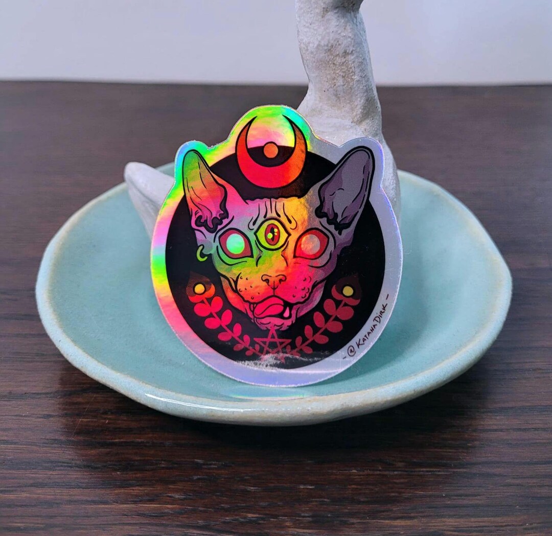 Katana Dirk Art Sticker Sphinx Cat holographic - Etsy