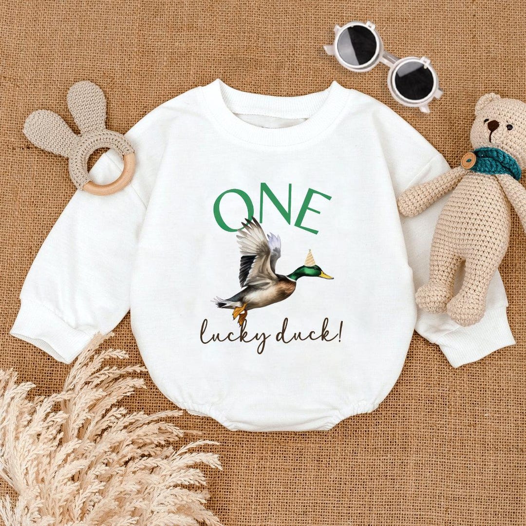 One Lucky Duck Baby Outfit, 1st Birthday Baby Bodysuit, Duck Hunting ...