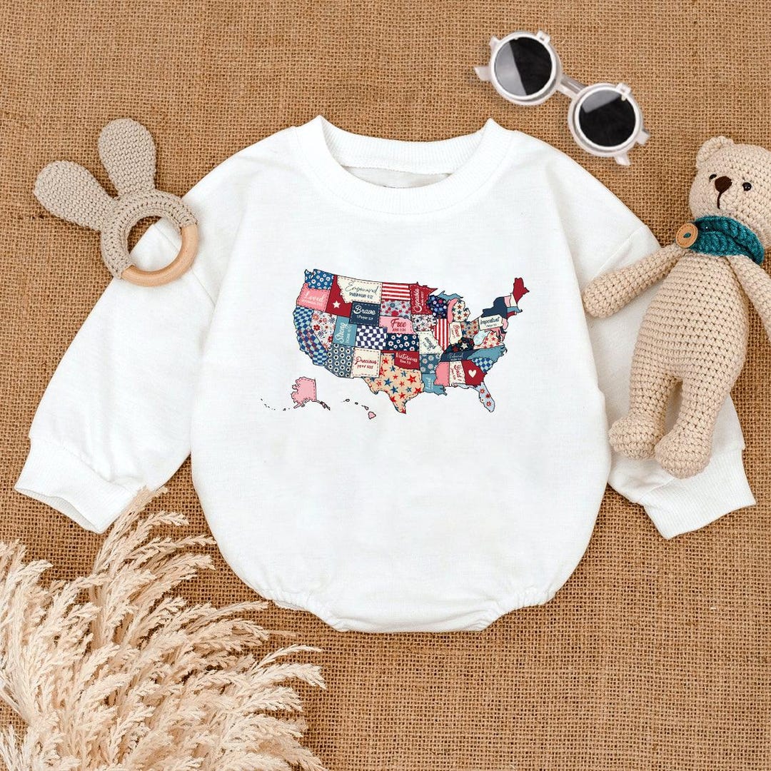 America USA Map Baby Outfit, Newborn for Boys Girls, Retro America Baby ...