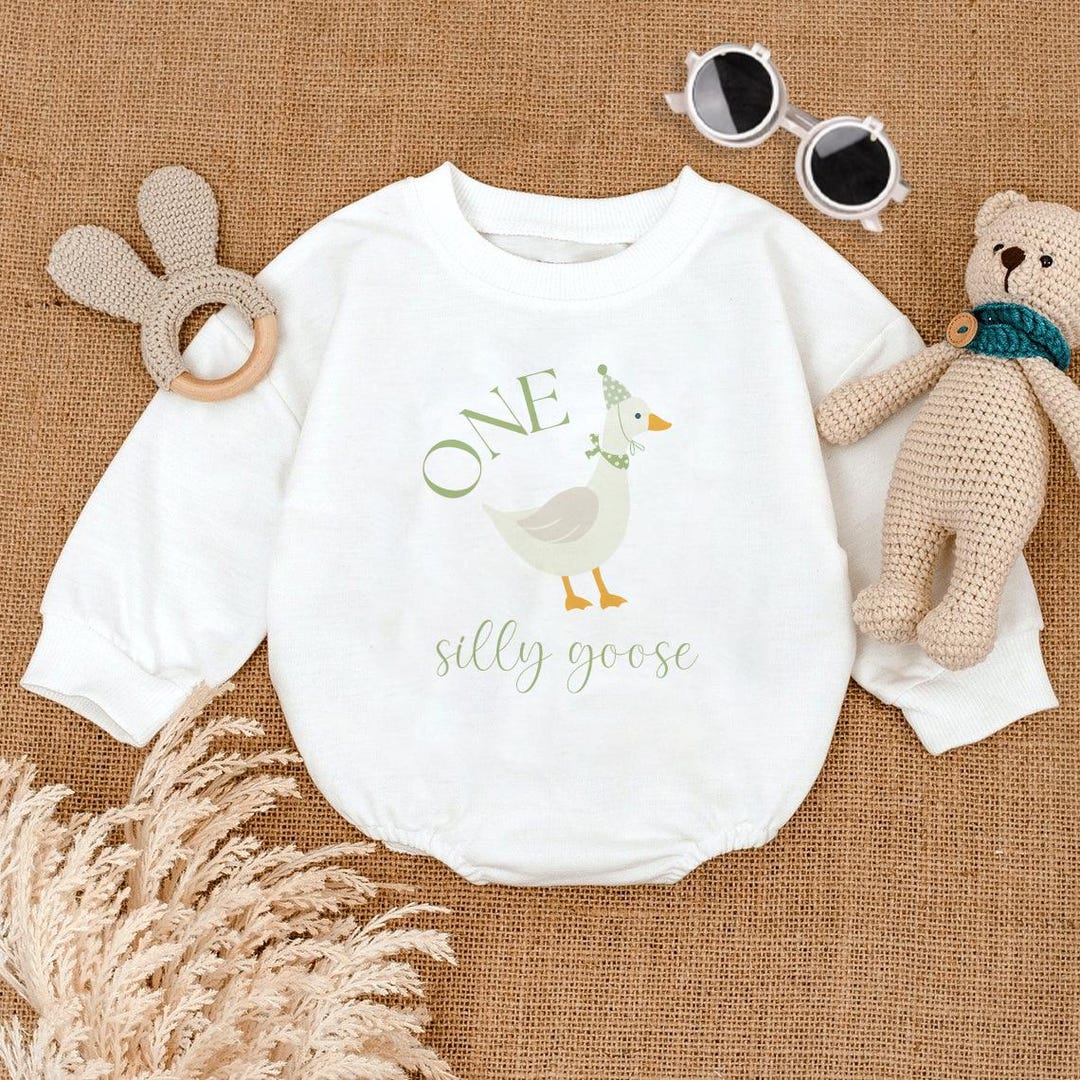 One Silly Goose Bubble Romper, Funny Duck Baby Bodysuit, Cute Baby ...