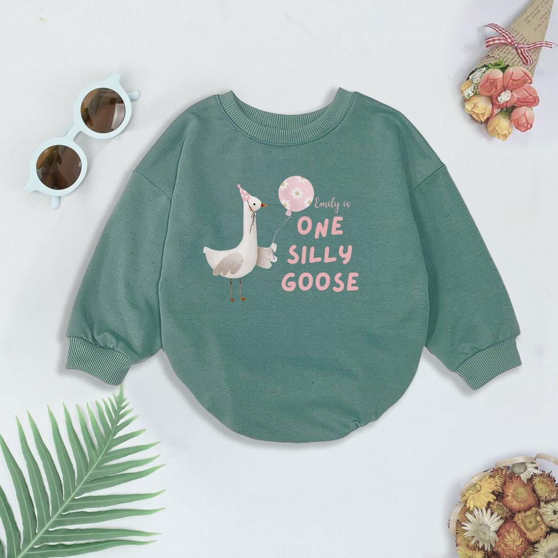 One Silly Goose Bubble Romper, First Birthday Baby Bodysuit, Custom ...