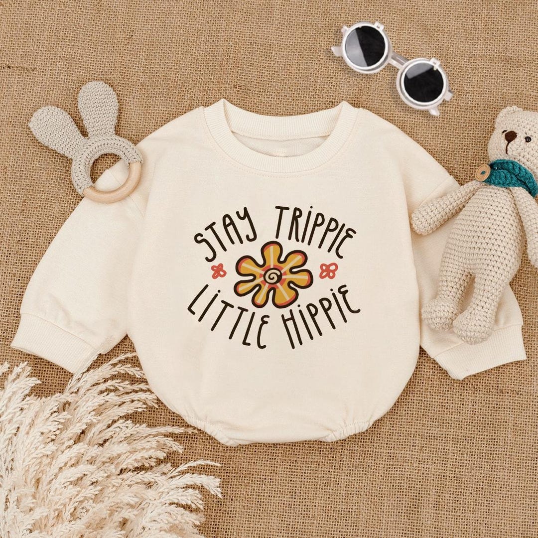 Stay Trippie Little Hippie Bubble Romper, Flower Sticker Baby Clothes ...