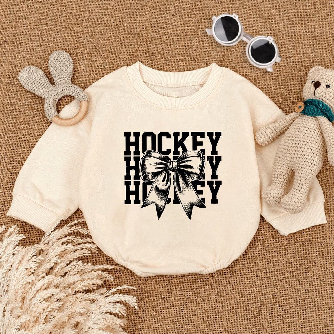 Stacked Hockey Baby Outfit, Coquette Bow Baby Romper, Newborn Baby ...