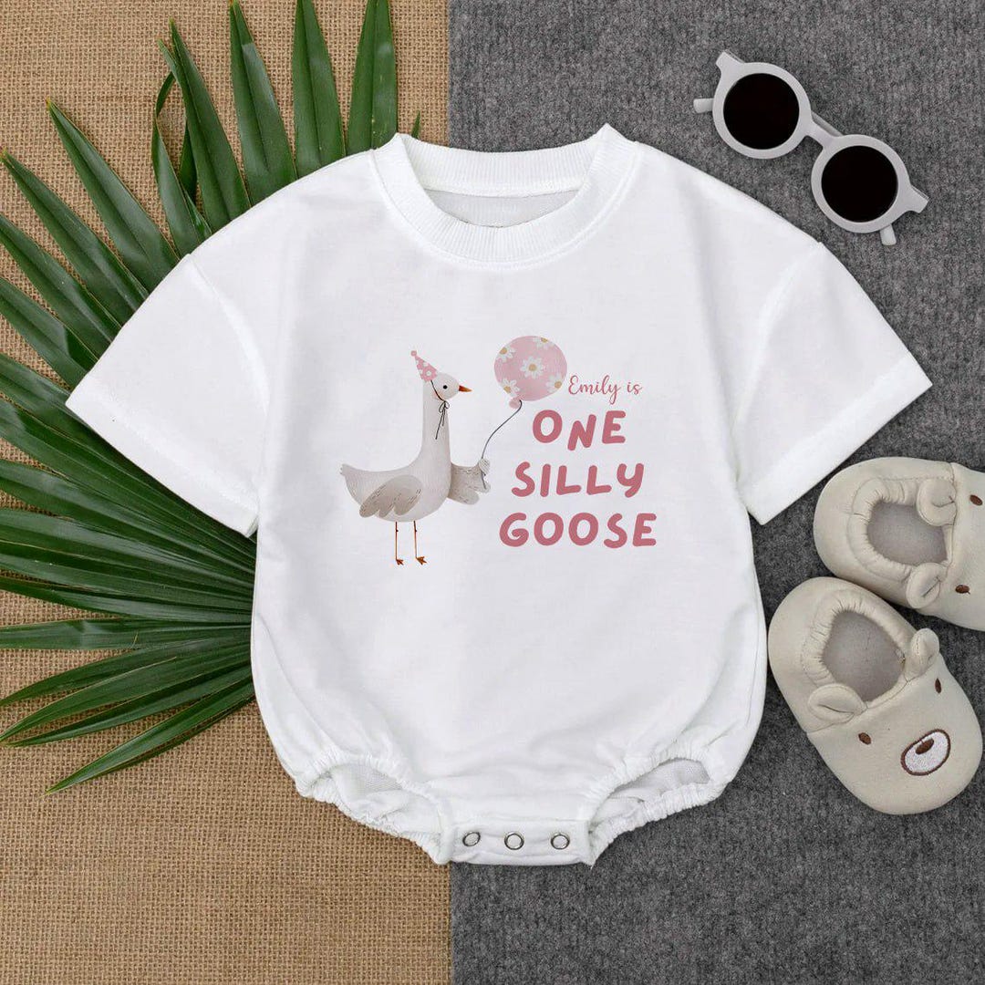 One Silly Goose Bubble Romper, First Birthday Baby Bodysuit, Custom ...