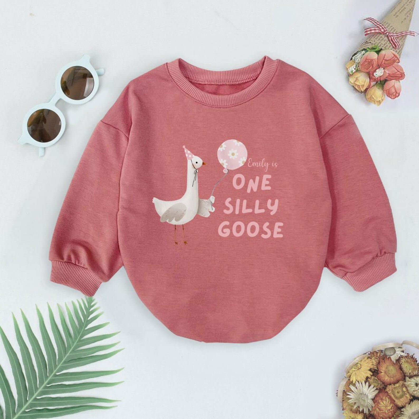 One Silly Goose Bubble Romper, First Birthday Baby Bodysuit, Custom ...