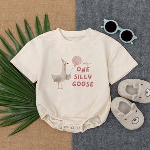 One Silly Goose Bubble Romper, First Birthday Baby Bodysuit, Custom ...
