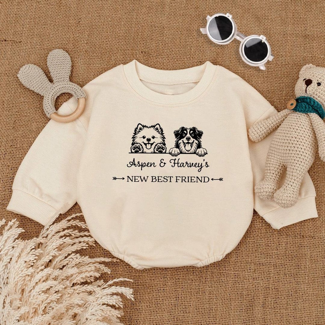 Personalized New Best Friend Bubble Romper, Custom Name Baby, Dog Name ...