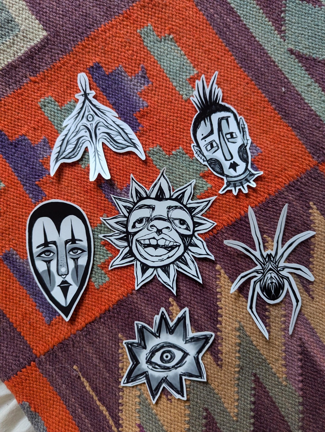 Spooky Tattoo Design Stickers Black and White - Etsy