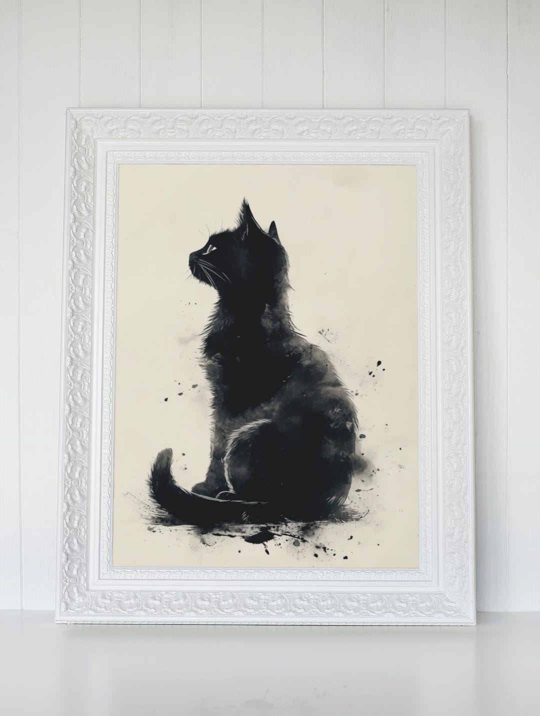 Zazen Cat - Minimalist Zen Ink Painting | Meditating Cat Wall Art ...