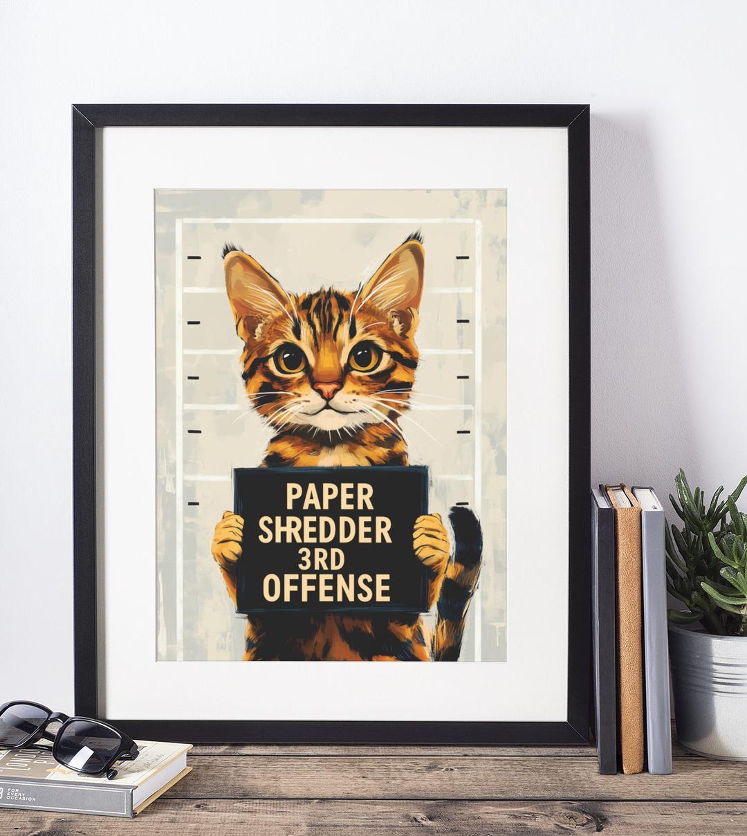 Funny Cat Mugshot Poster – Paper Shredder Crime Scene (digital Download ...