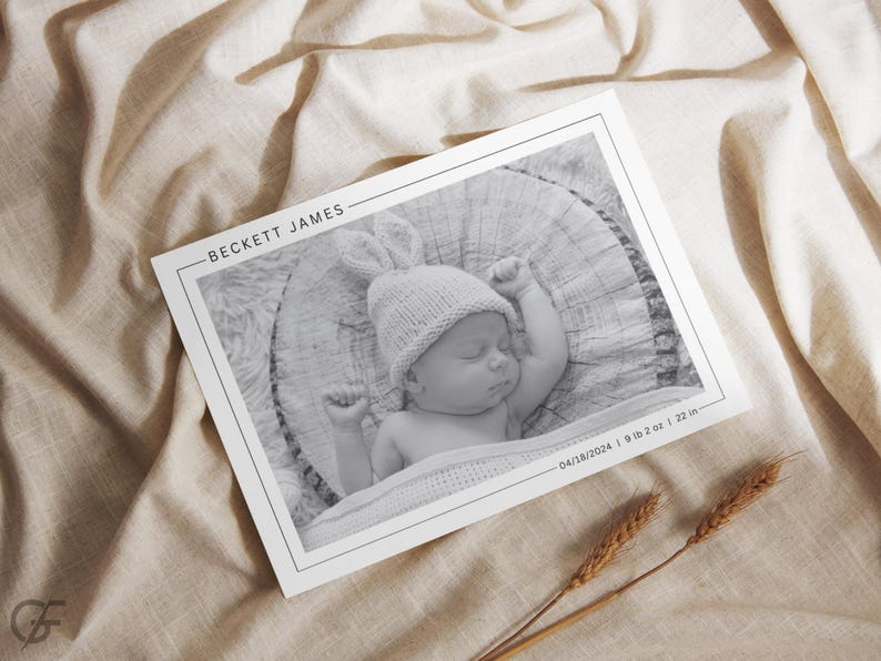 Birth Announcement Card Editable Canva Template, Modern & Minimalist ...