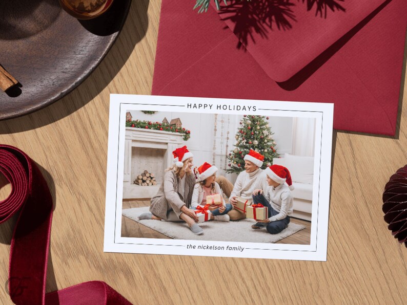 Christmas Card Editable Canva Template, Modern & Minimalist, Landscape ...