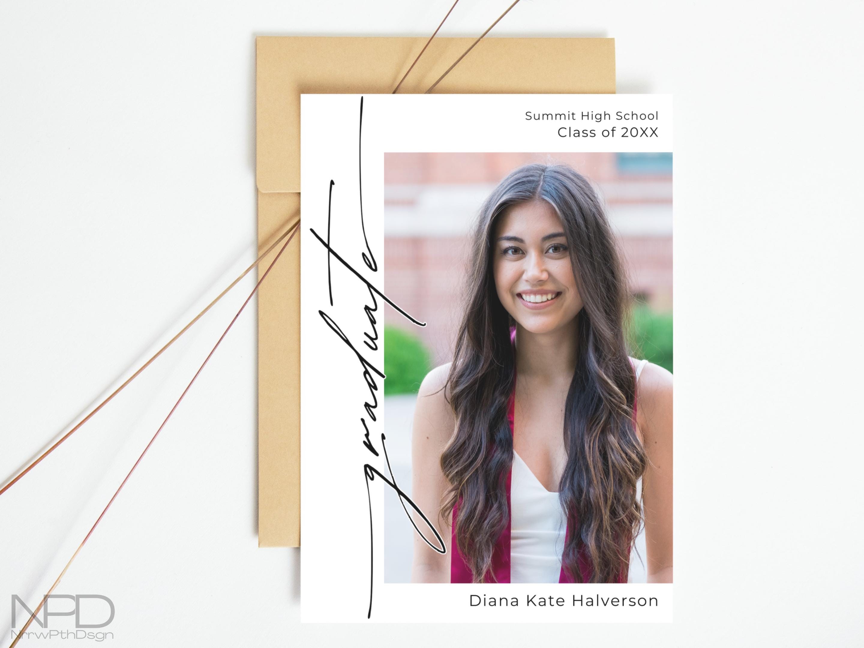 Graduation Announcement/invitation Card, Editable Canva Template, DIY ...