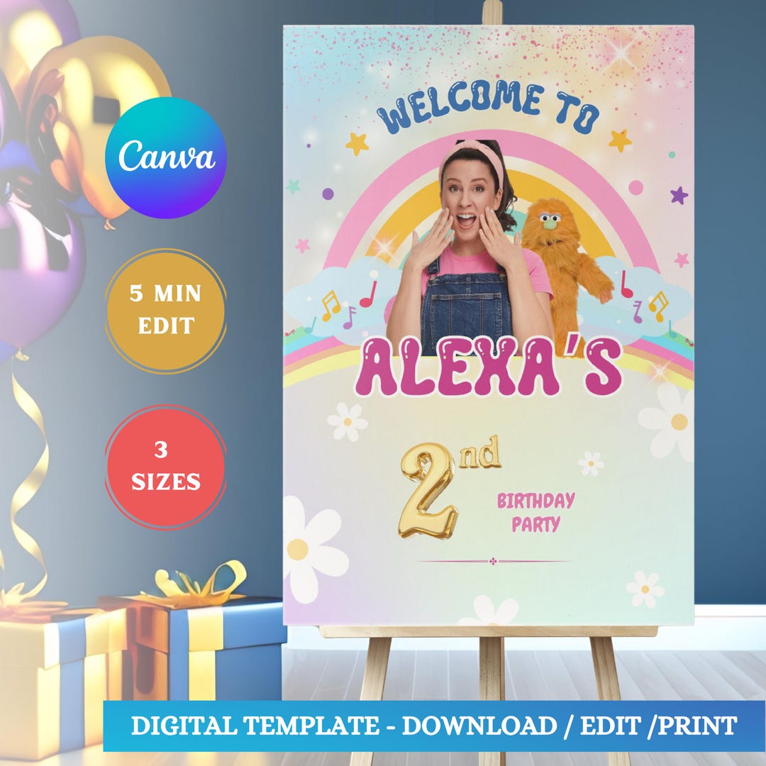 Ms. Rachel Inspired Birthday Banner: Editable Party Decor (digital ...