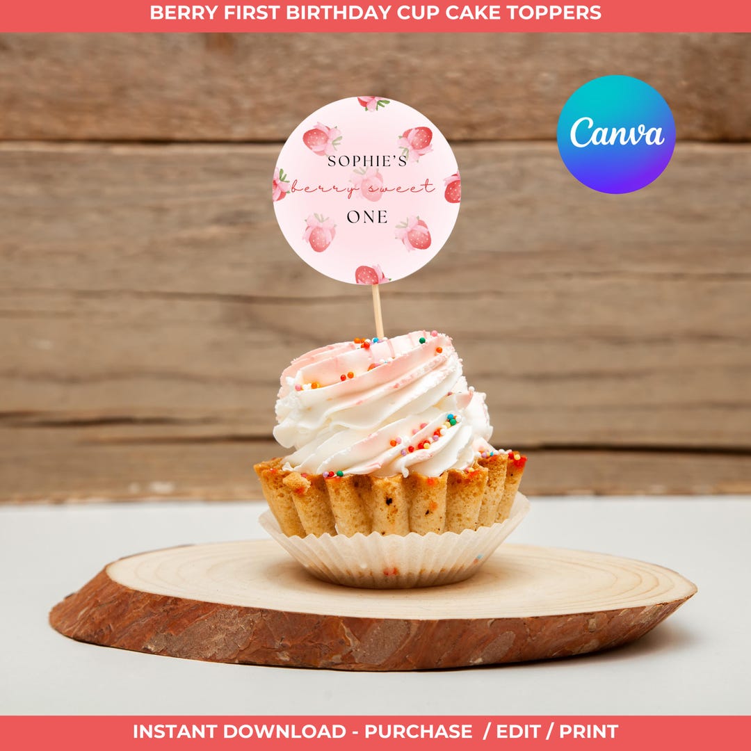 Berry First Birthday Cake Topper Strawberry 1st Birthday Decor Berry ...