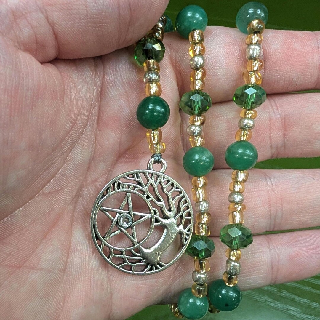 Tree of Life Pentacle Necklace With Green Aventurine - Etsy