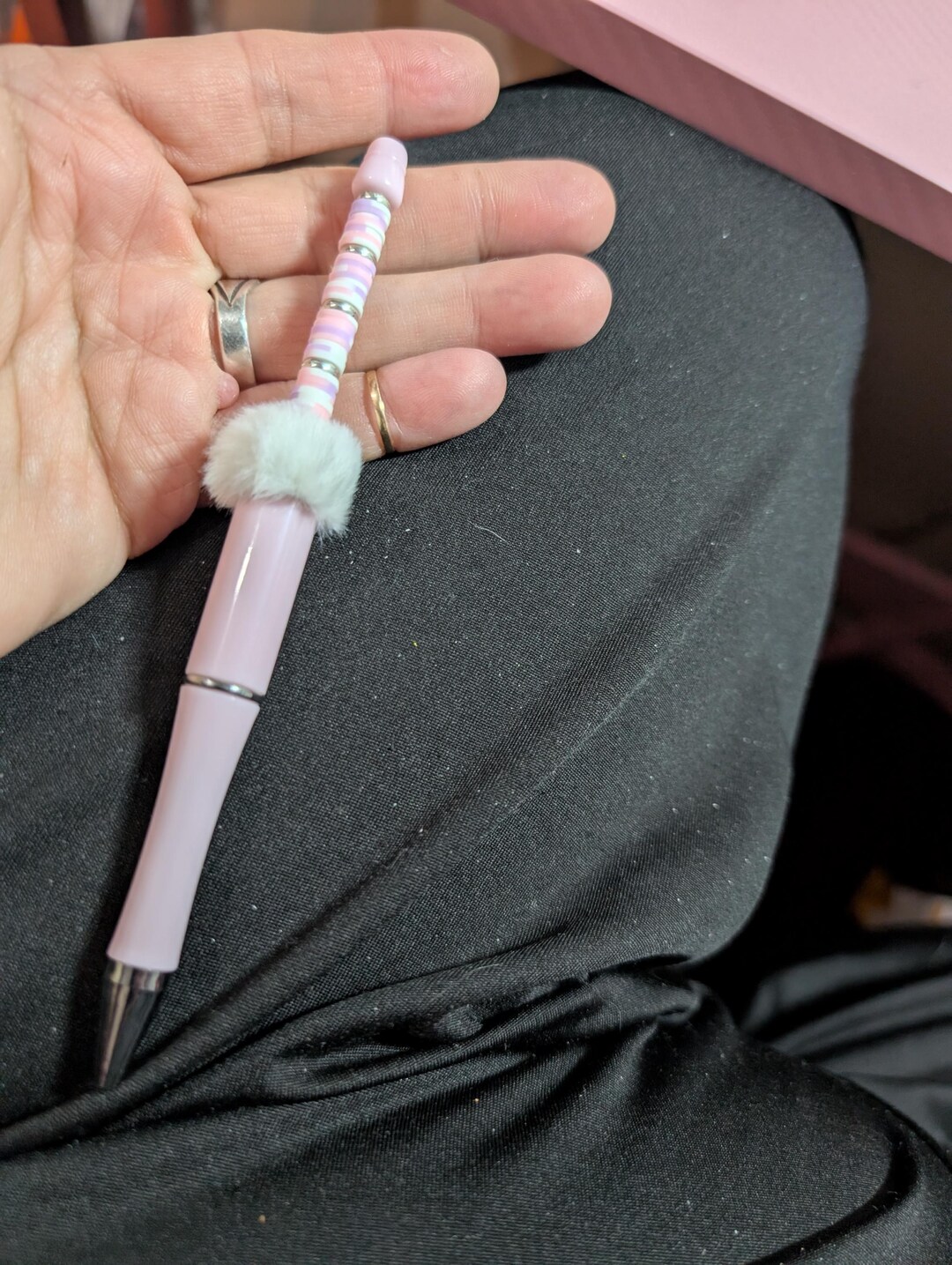 Pink, Blue and White Fuzzy Pen - Etsy