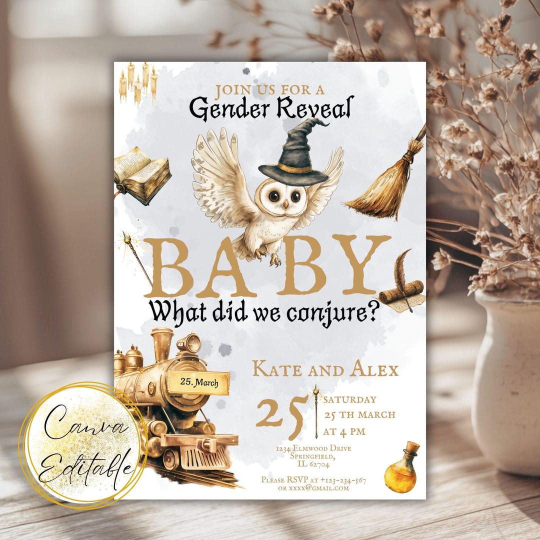 Customizable Harry Potter Themed Gender Reveal Invitation: Witch or ...
