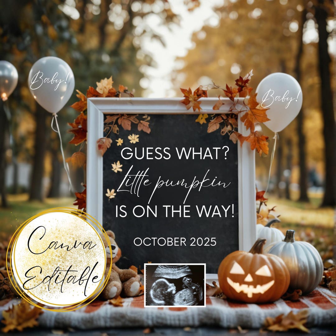Editable Halloween Baby Reveal Template: Spooky Digital Pregnancy ...