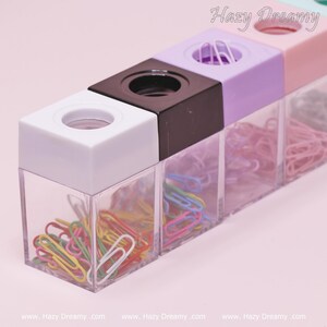 Pastel Paper Clips With Magnetic Dispenser: Steel Wire Desk Organizer ...