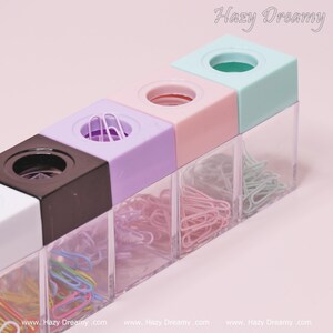 Pastel Paper Clips With Magnetic Dispenser: Steel Wire Desk Organizer ...