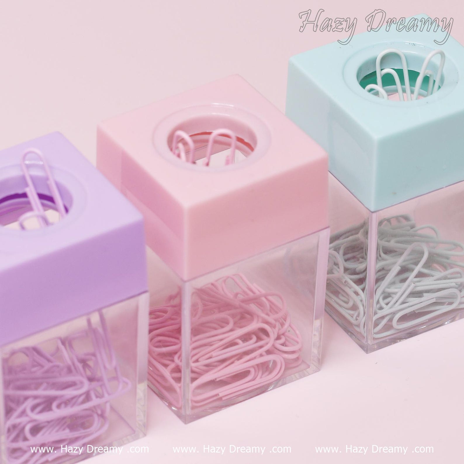 Pastel Paper Clips With Magnetic Dispenser: Steel Wire Desk Organizer ...