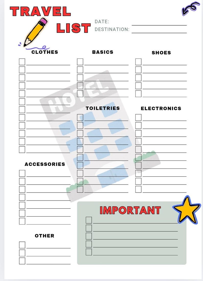 Ultimate Travel Checklist PDF: Essential Packing List for Stress-free Trips - Etsy Australia