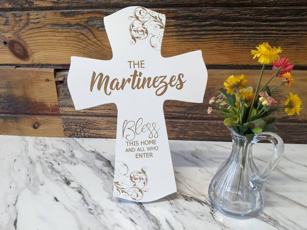 Bless Our Home Cross for Entryway, Religious Cross Home Decor, Bless ...