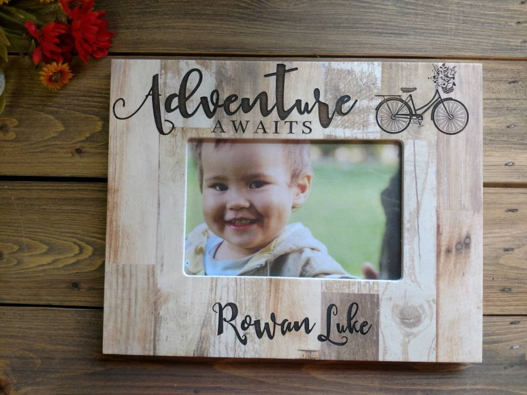 Personalized Baby Adventure Picture Frame, Adventure Awaits Picture ...