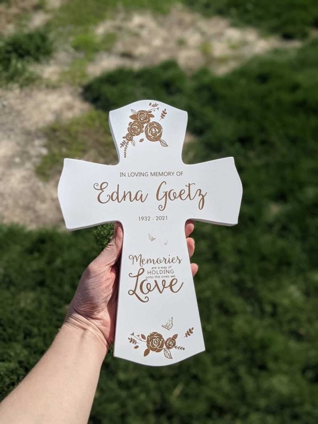 Personalized Remembrance Cross for Loss of Loved One, Grandma Memorial ...