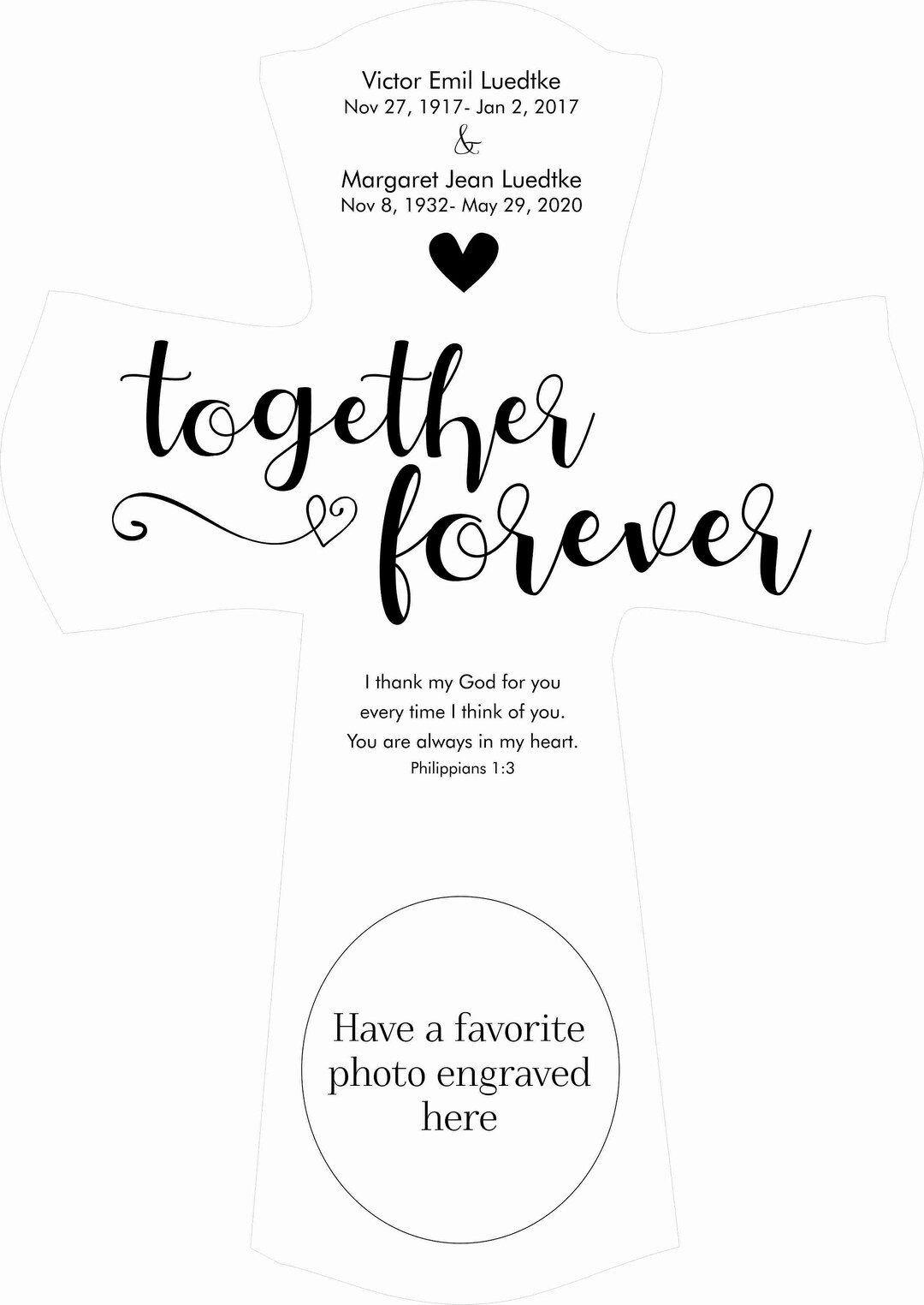 Together Forever Personalized Memorial Cross , Memorial Cross ...