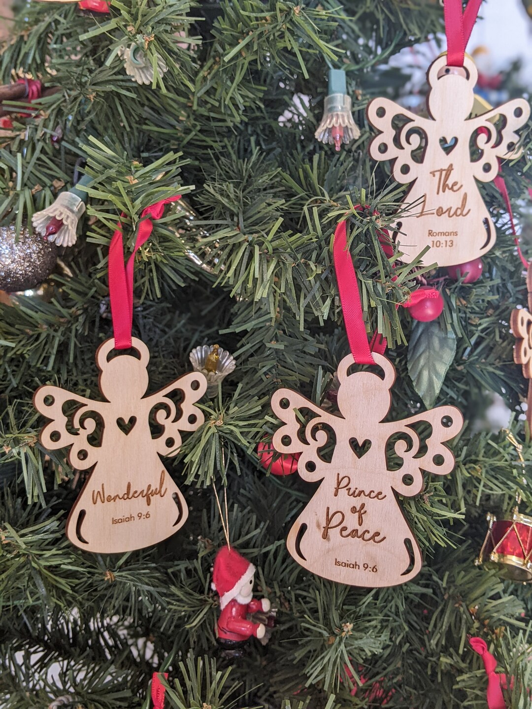 25 Names of Jesus Advent Set Ornaments, Angel Advent Christmas ...