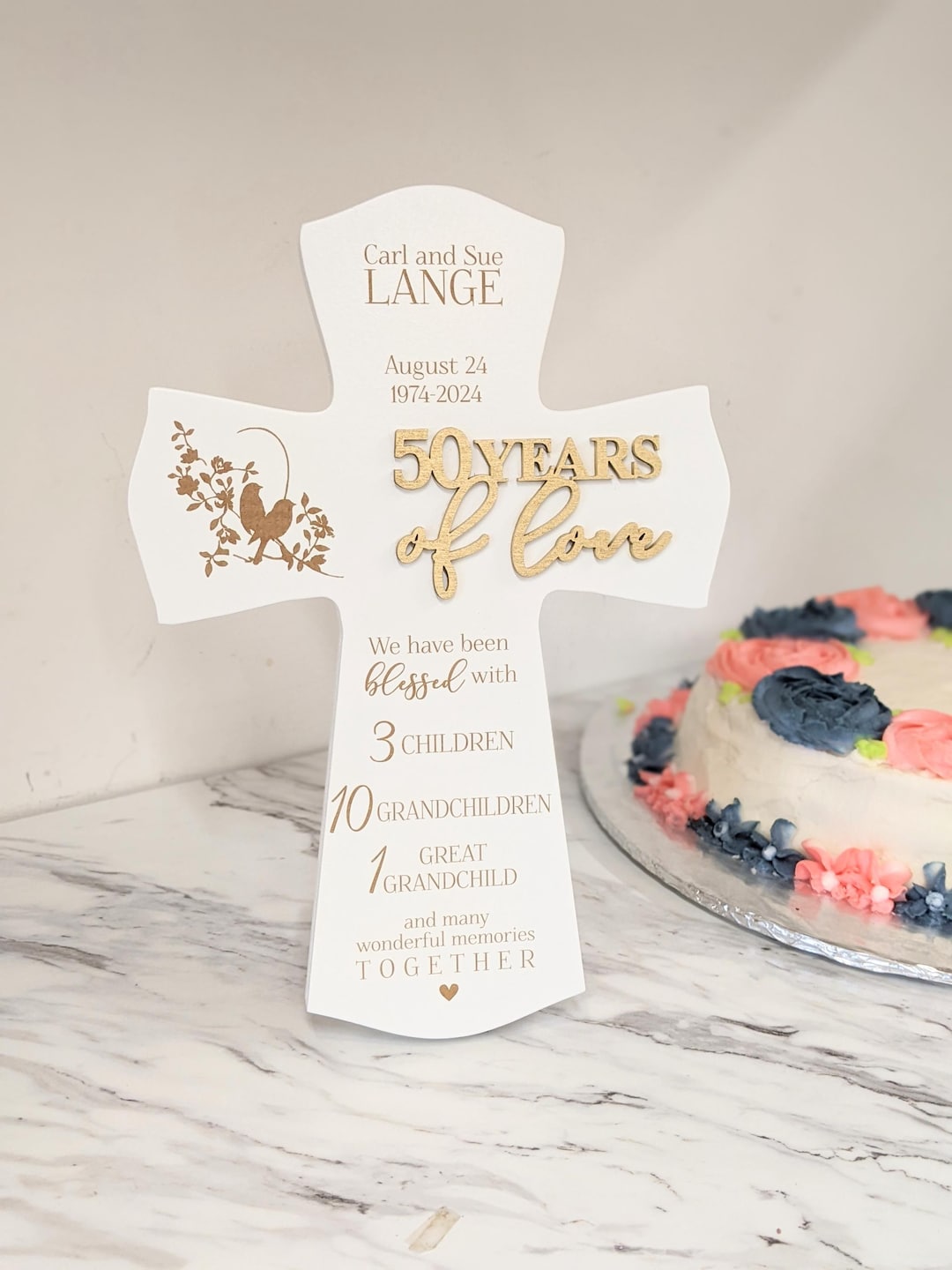 Personalized 50th Anniversary Cross Gift, 50th Personalized Anniversary ...