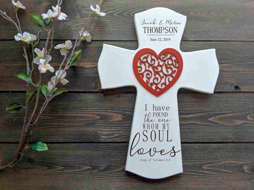 Wedding Cross With Names, Wood Cross With Names, Custom Wood Cross With ...