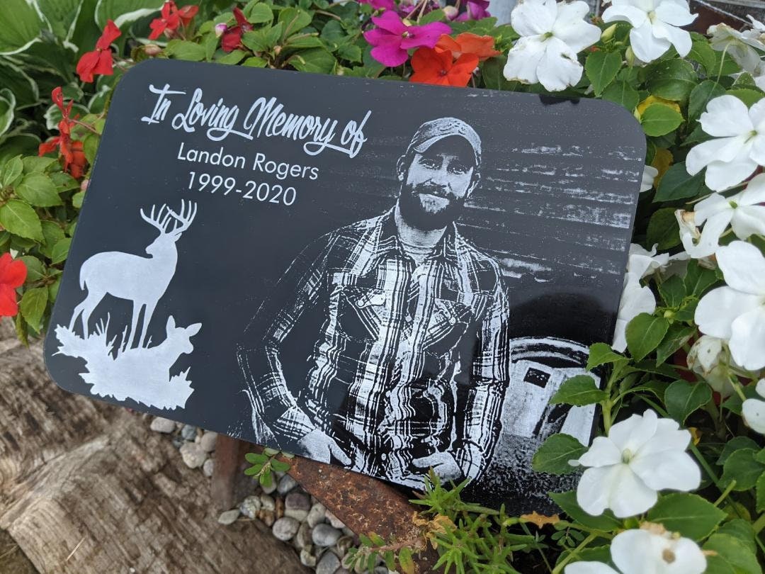 Outdoor Memorial Plaque With Photograph, 7x5 Black Acrylic Picture ...