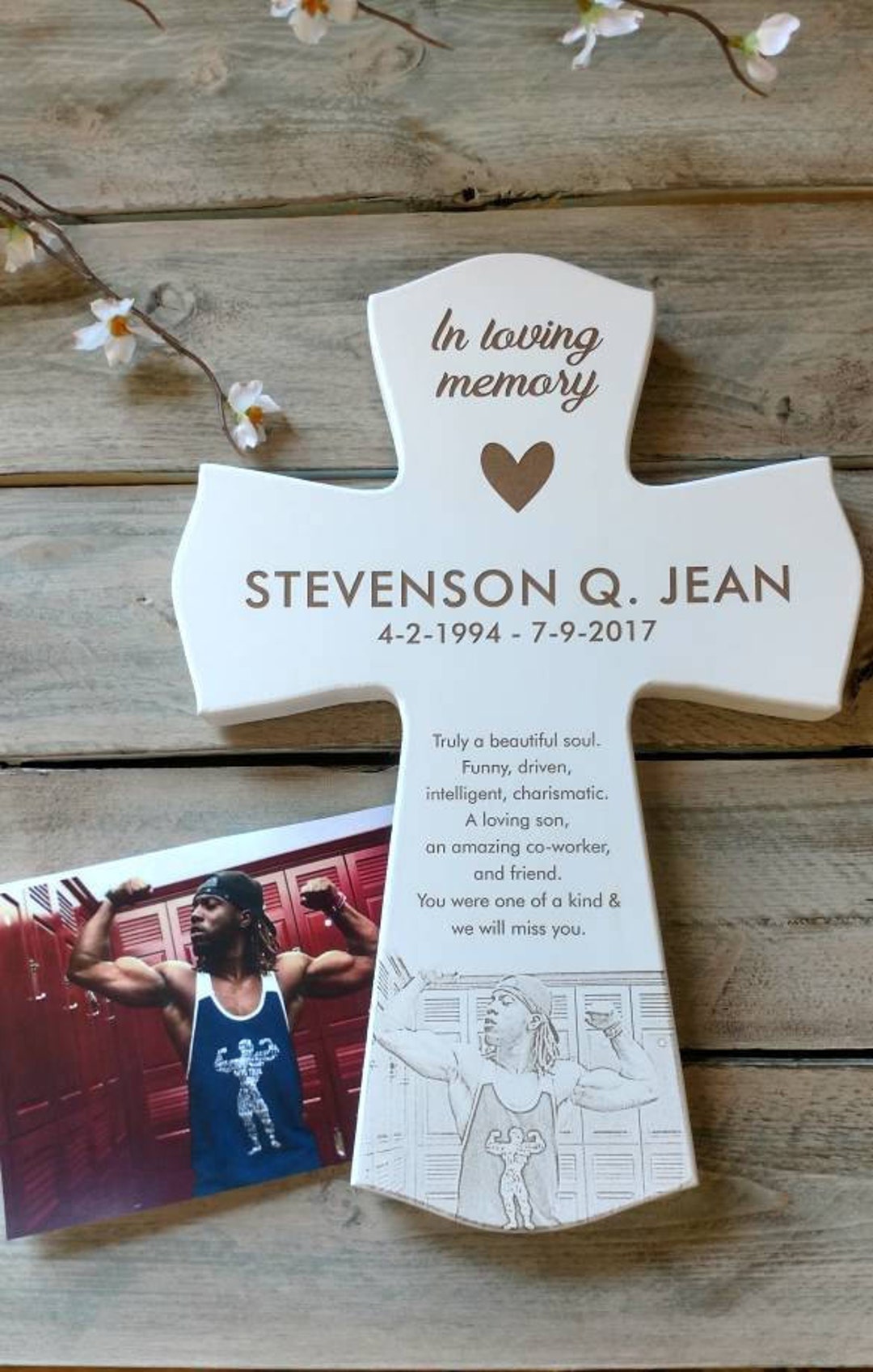 Picture Memorial Gift , Memorial Cross Personalized for Loss, Photo ...