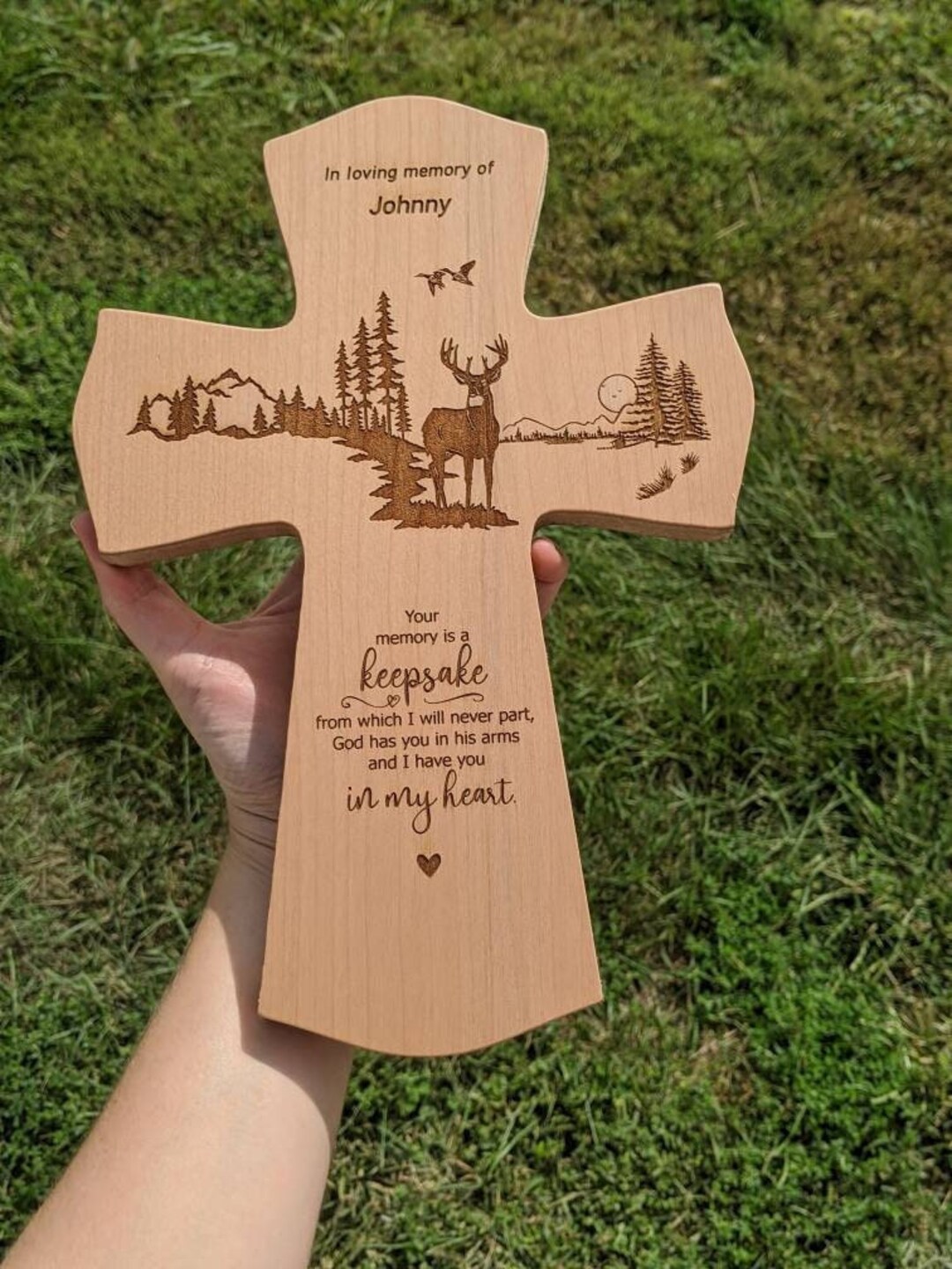 Memorial Cross Gift for Loss, Wildlife Memorial Cross, Memorial Cross ...