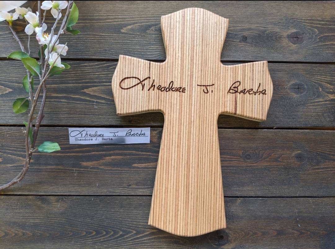 Handwritten Signature Memorial Wood Cross Gift, Mom Memorial Cross ...