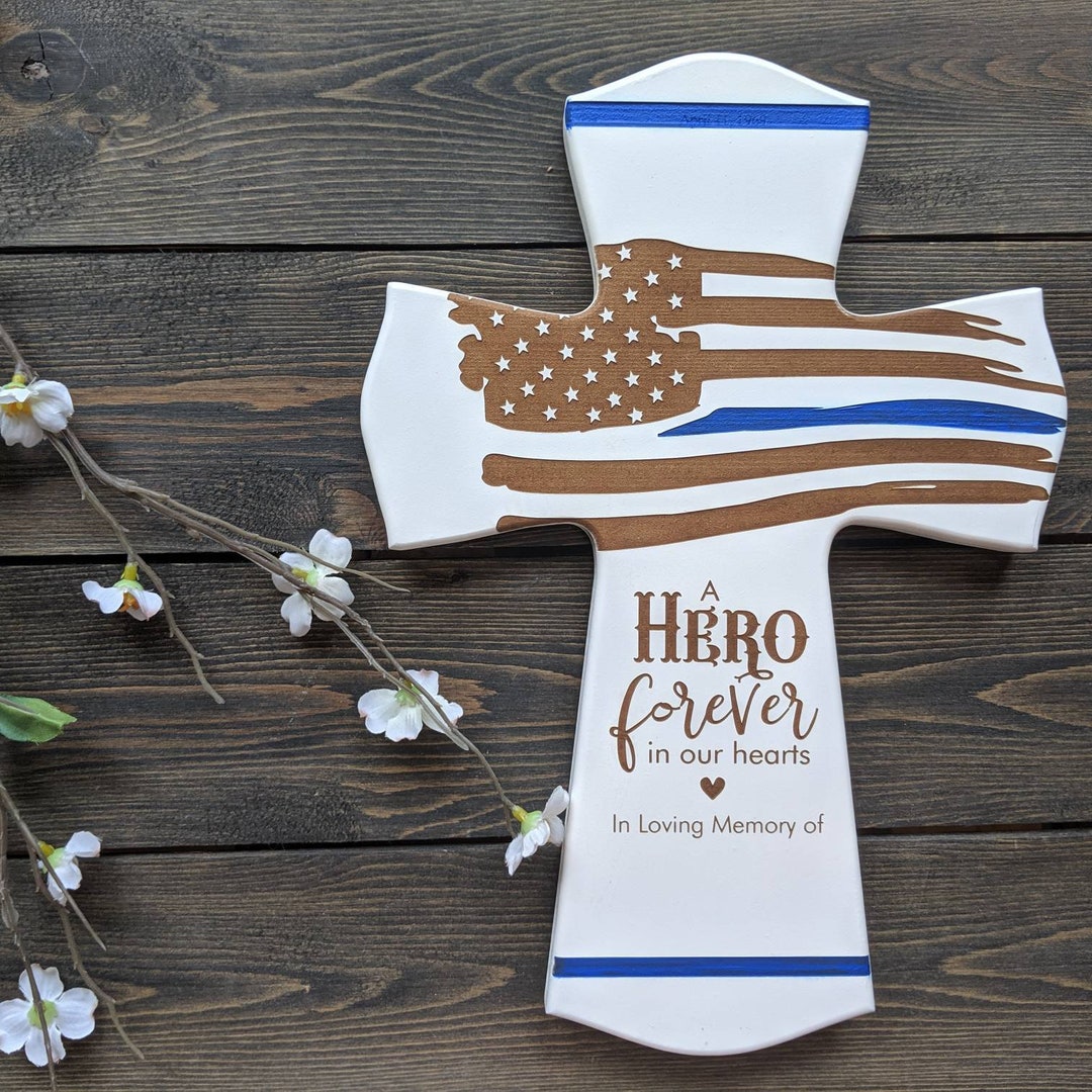 Fallen Police Officer Memorial Cross Personalized, Memorial Cross ...