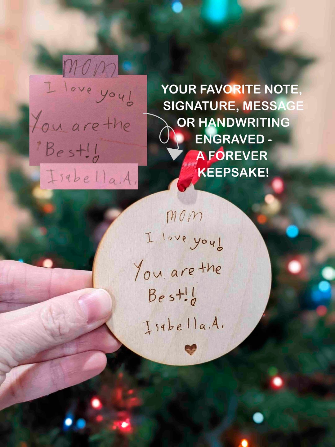 Handwritten on Wood Handwritten Ornament Gift, Keepsake Ornament With ...