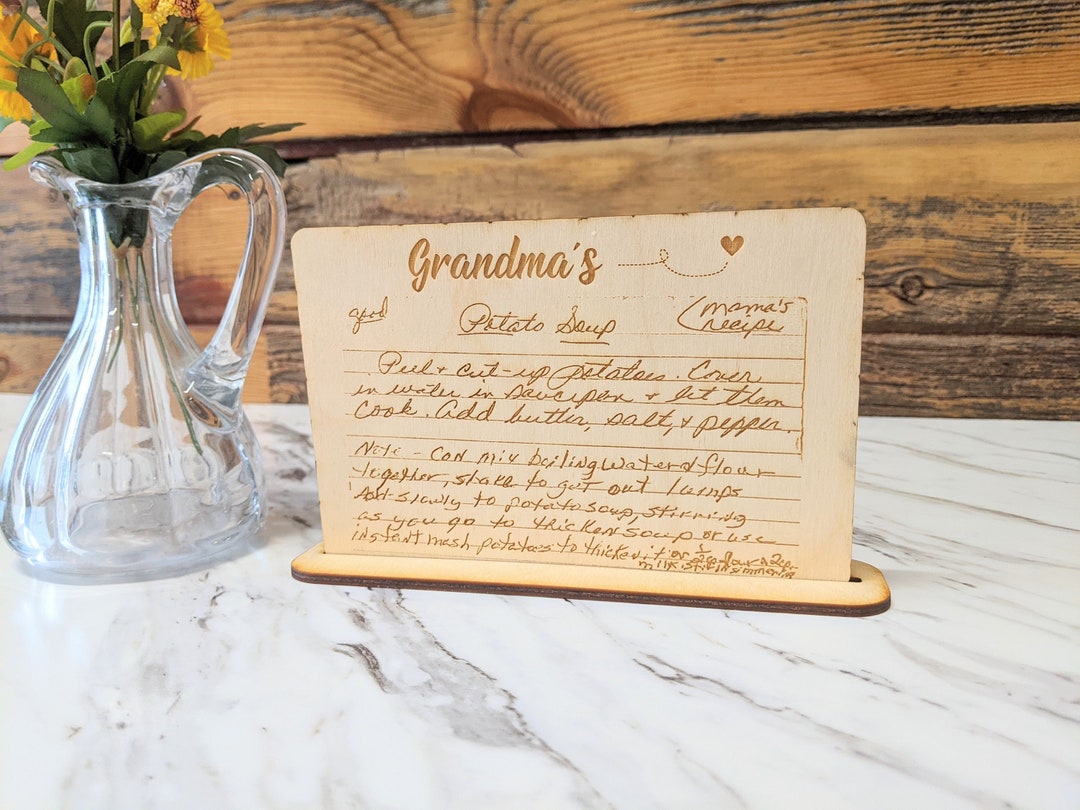 Handwritten Wood Recipe Card, Grandma's Handwritten Recipe, Wood Recipe ...