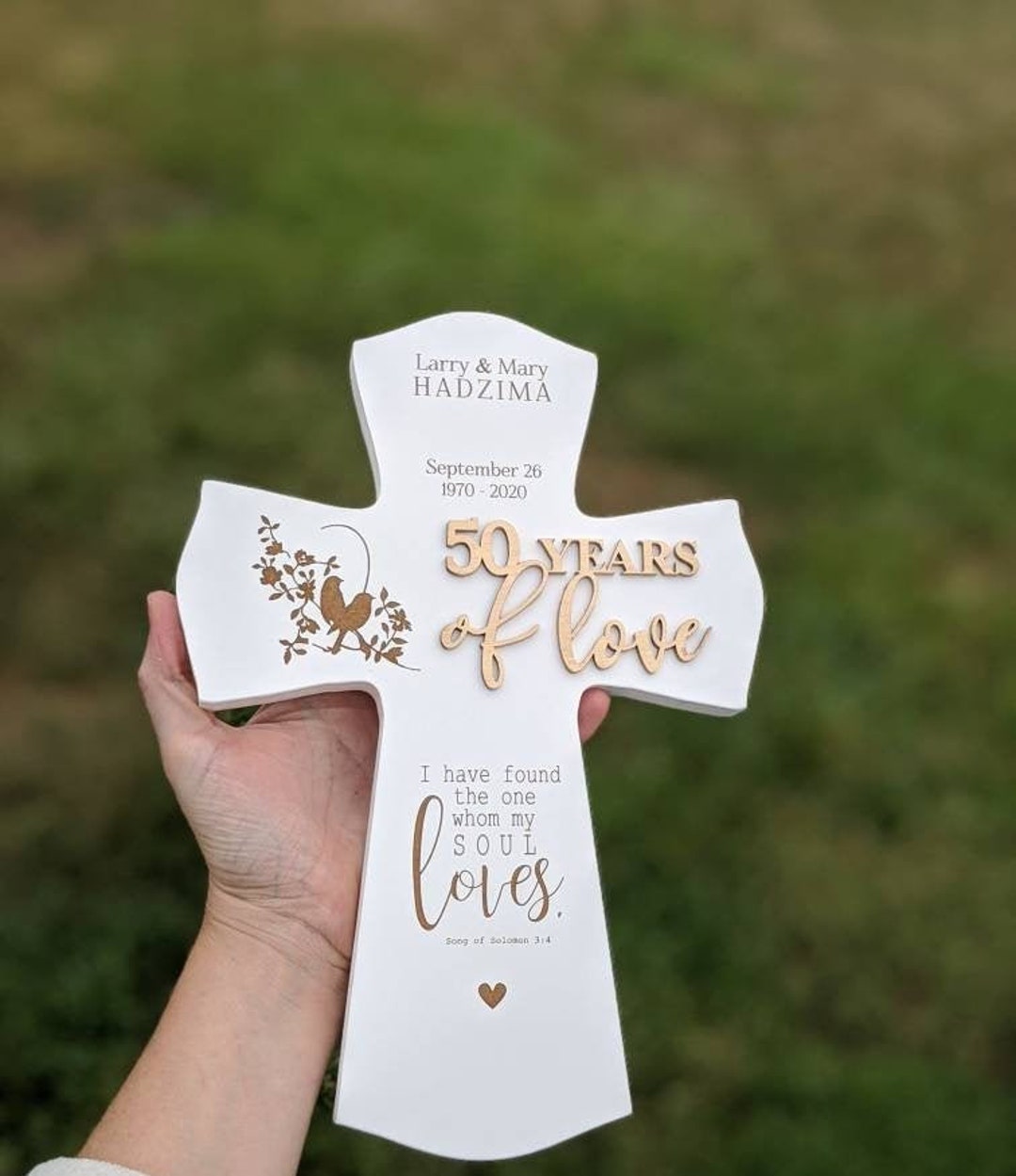 50th Anniversary Gift for Couple, Wood Cross 50th Personalized ...