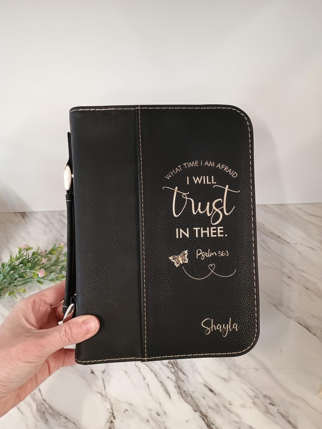 Personalized Leather Bible Cover, Laser Engraved Scripture - Etsy