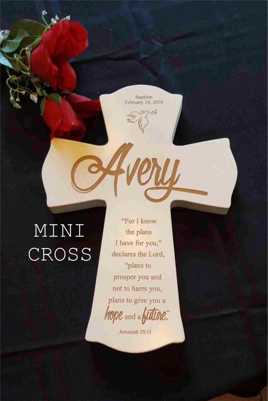 SMALL Baptism Cross for Boy, Small Baby Dedication Cross, Personalized ...