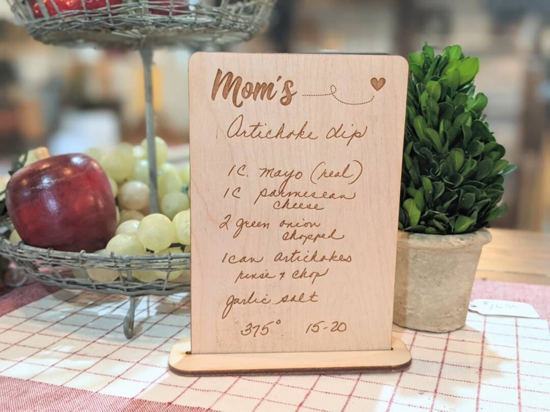 Handwritten Recipe Gift, Handwritten Wood Recipe Card , Handwritten ...