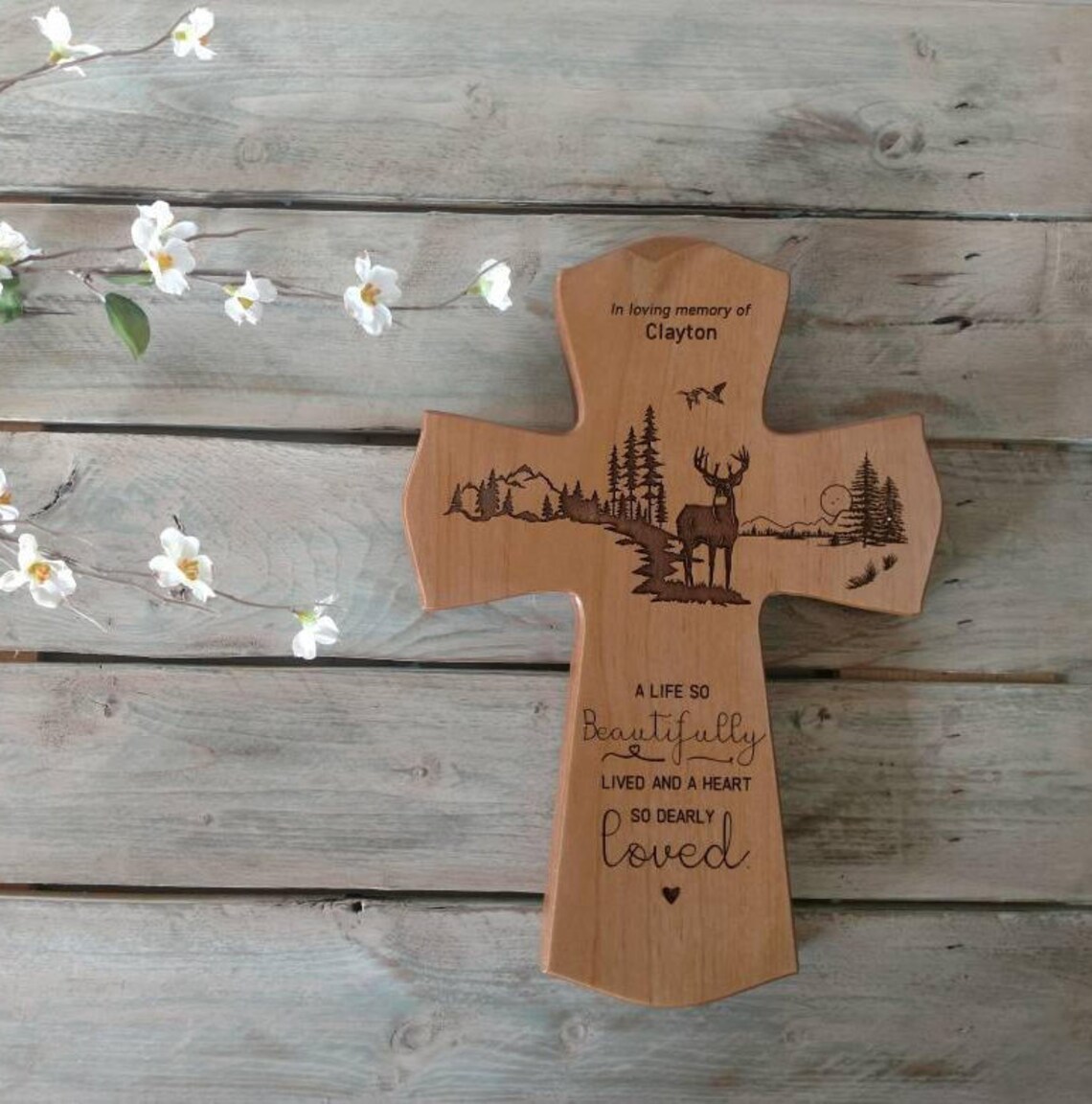 Memorial Gift Hunting Wood Cross Wildlife Memorial Cross - Etsy