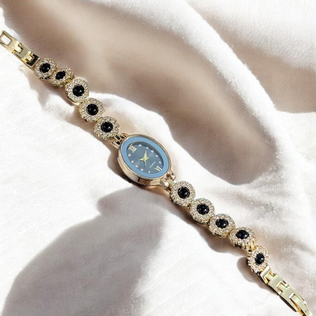 Gold Timepiece, Vintage Style Women's Watch, Gemstone Accent Watch ...