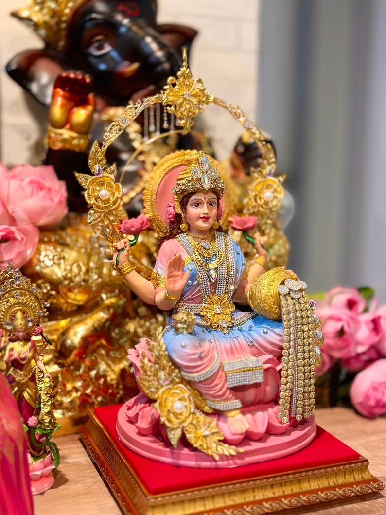 15goddess Lakshmi Wonderful Pink-blue, Statue, Dolls, Home Decoration ...