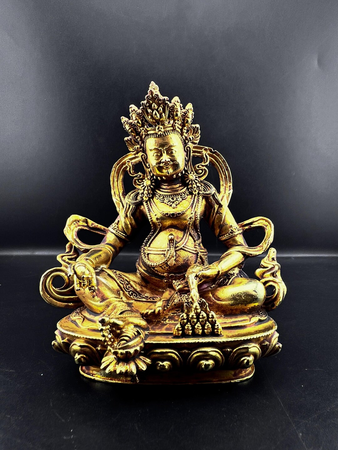 Jambhala Statue - Tibetan Buddhist God of Wealth & Prosperity, Yellow ...