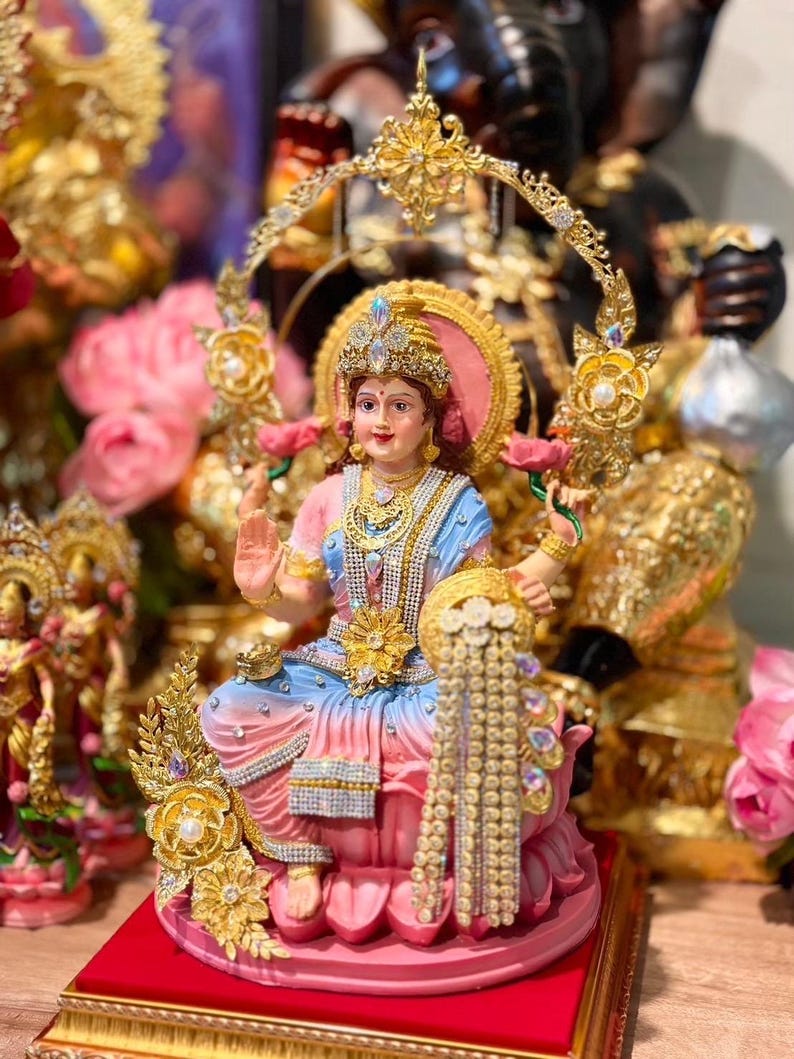 15goddess Lakshmi Wonderful Pink-blue, Statue, Dolls, Home Decoration ...